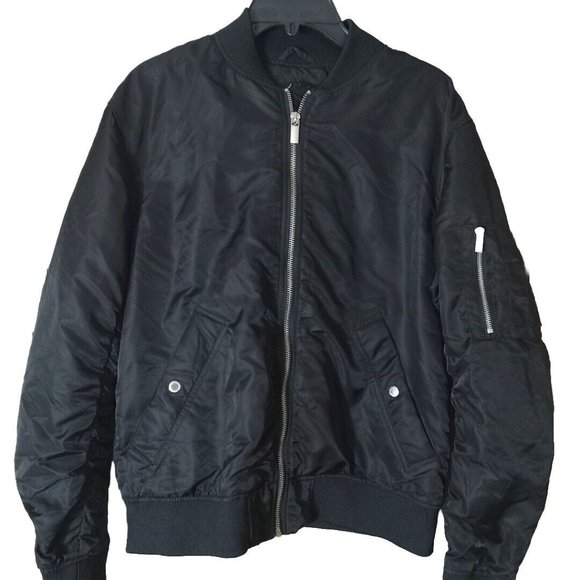 H&M | Jackets & Coats | Hm Mens Padden Bomber Jacket Front Zipper Black ...
